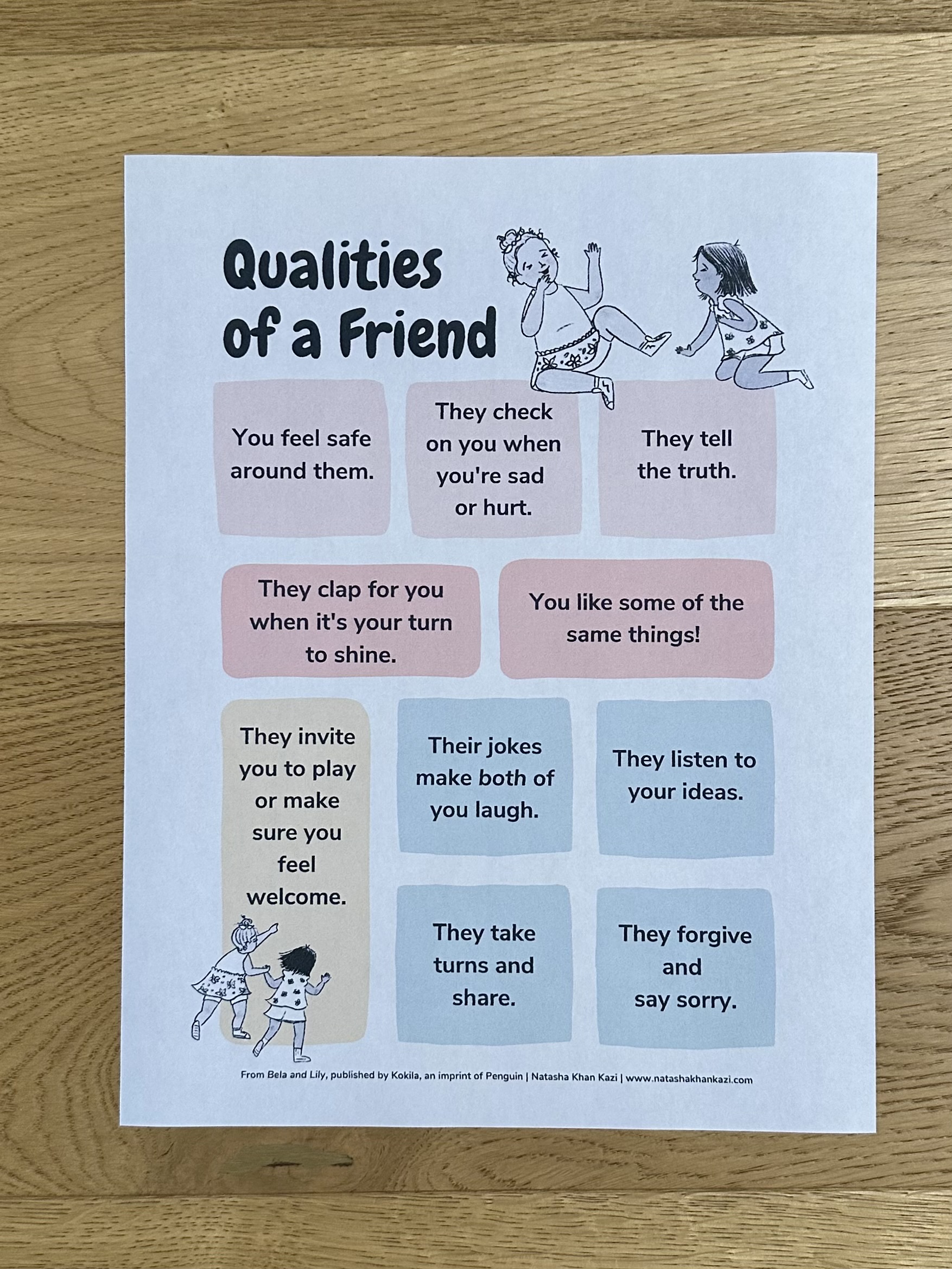 Free Printable: Qualities of a Friend Poster – NATASHA KHAN KAZI